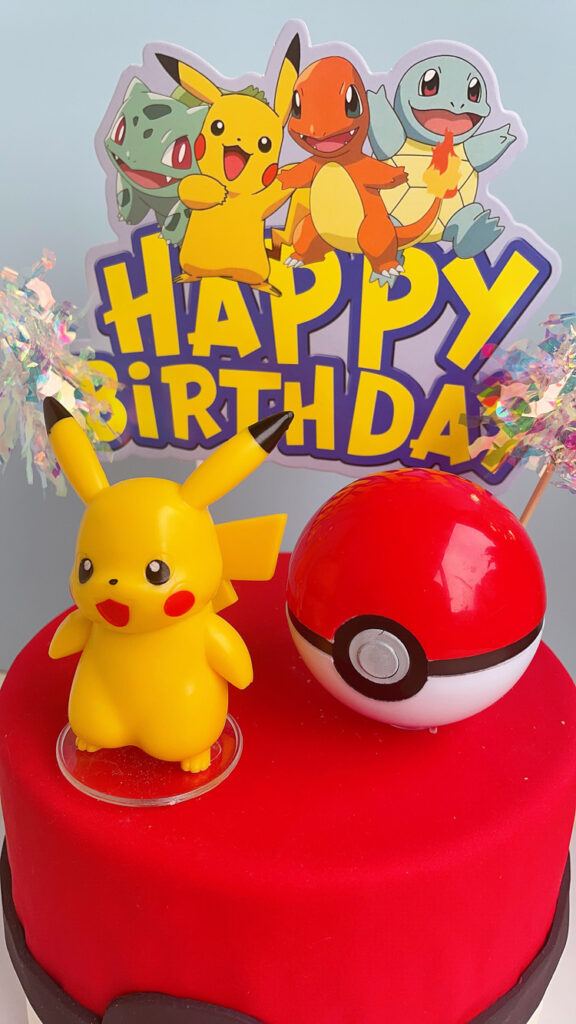 Pokémon Birthday Cake – Poké Ball Cake with Pikachu Topper